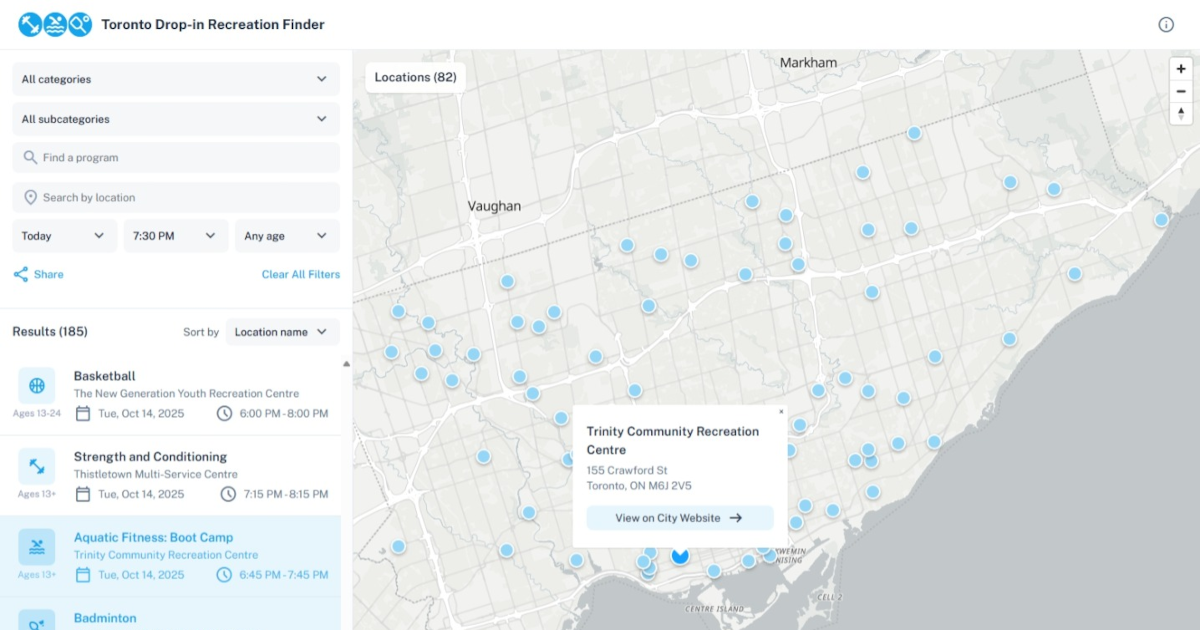 Toronto Drop-in Recreation Finder